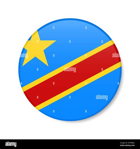 Democratic Republic Of The Congo Circle Button Icon DR Congo Round Badge Flag With Shadow D