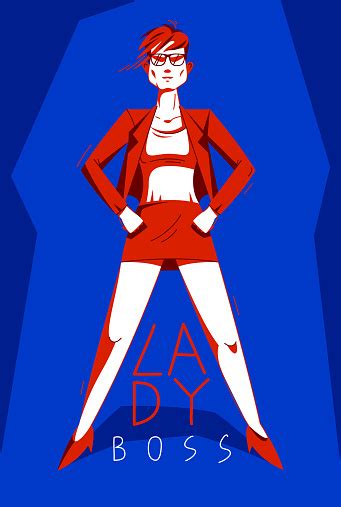 큰 보스 디렉터 여성은 심각하고 화가 벡터 일러스트레이션 나쁜 보스 독재자와 폭군 개념 작업 과정을 제어하는 여성 관리자를 서있다 감독에 대한 스톡 벡터 아트 및 기타