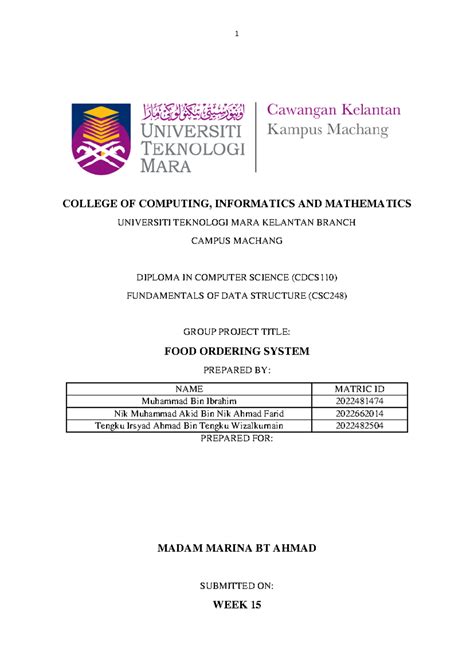 Final Report Csc248 Csc264 College Of Computing Informatics And Mathematics Universiti