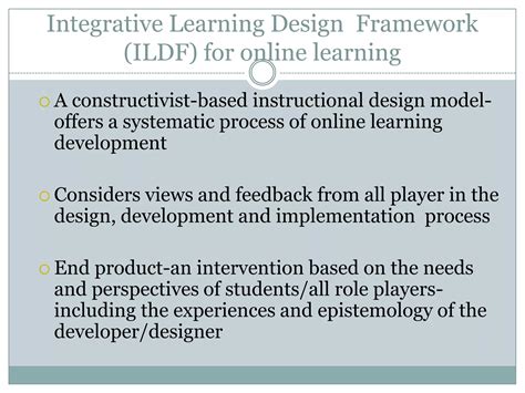 Integrative Learning Design Framework For Online Learning Pptx