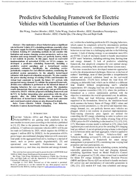 Pdf Predictive Scheduling Framework For Electric Vehicles Considering
