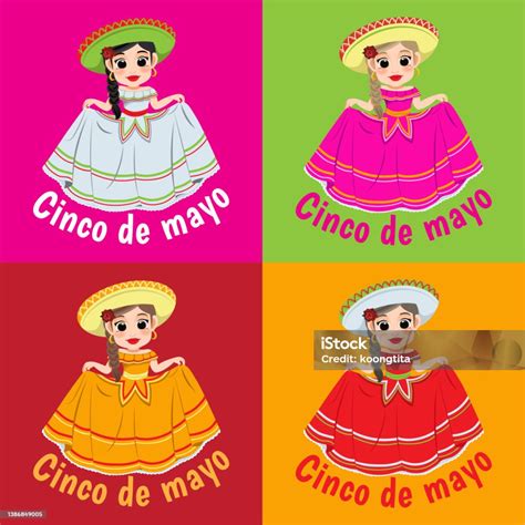 신코 데 마요 5월 5일 멕시코 연방 공휴일 마리아치 댄서 만화 캐릭터 벡터와 Cinco 드 마요 배너 및 포스터 디자인 꽃 식물에 대한 스톡 벡터 아트 및 기타 이미지
