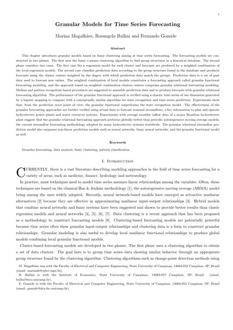 Pdf Granular Models For Time‐series Forecasting