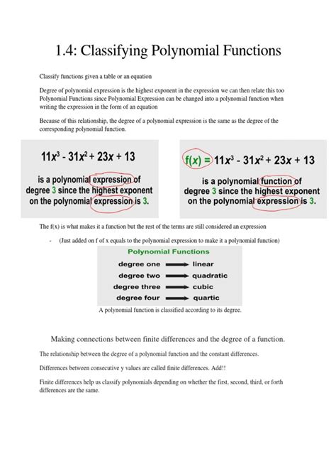 14 Classifying Polynomial Functions Pdf