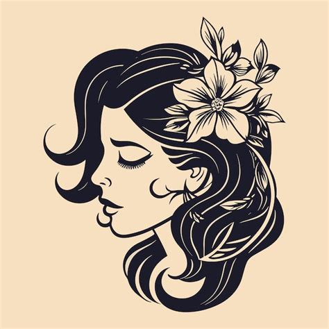 Premium Vector Vector Logo Of A Womans Face With Flowers In Her Hair