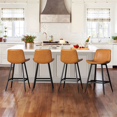 26 Counter Height Bar Stools Set Of 4 Faux Leather Counter Stools