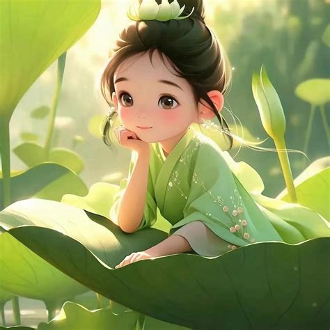 很是天真可爱绿色系的小女孩头像图片 动漫女生头像图片 图很美
