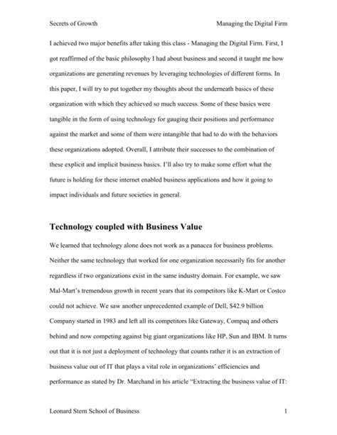 Managing The Digital Firm NYU Computer Science Department
