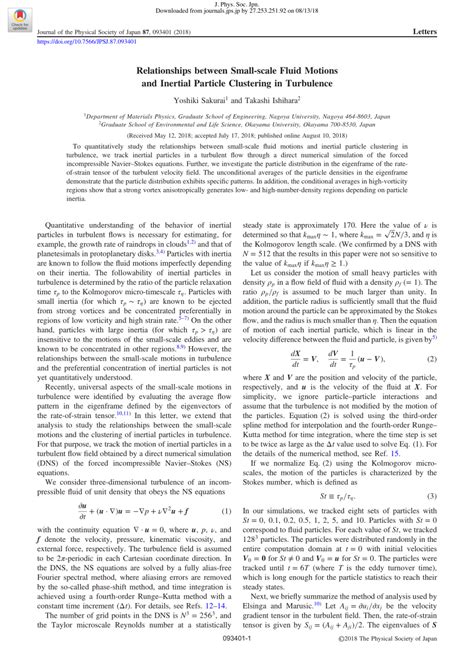pdf relationships between small scale fluid motions and inertial