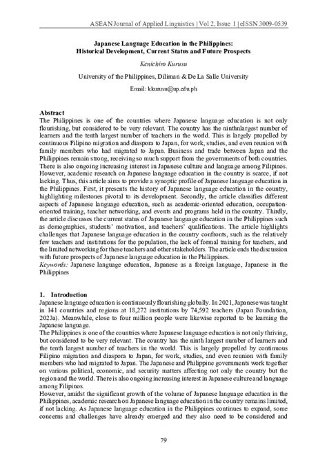 Pdf Japanese Language Education In The Philippines Historical Development Current Status And