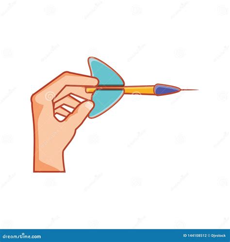 Dart Flying In Bloated Financial Bubble Cartoon Vector 236196971