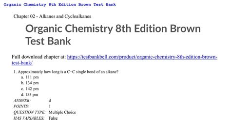 Organic Chemistry 8th Edition Brown Test Bank By Ianpope641 Issuu