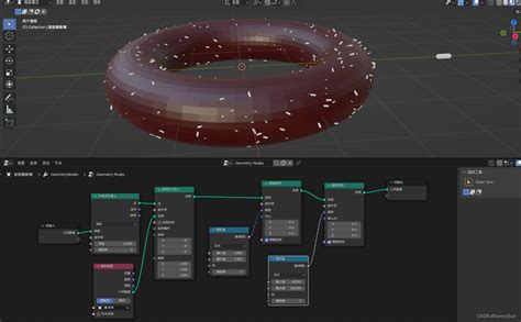 blender实例表面点散布 几何节点修改器（甜甜圈系列） blender表面散布 csdn博客