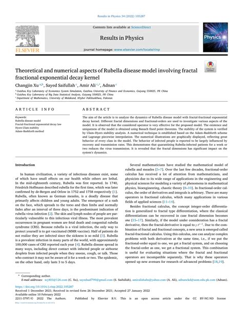 Pdf Theoretical And Numerical Aspects Of Rubella Disease Model Involving Fractal Fractional