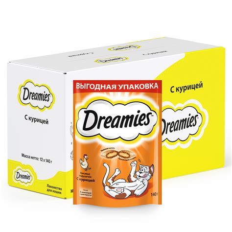 Лакомство для кошек Dreamies подушечки c курицей 140г купить по цене ...