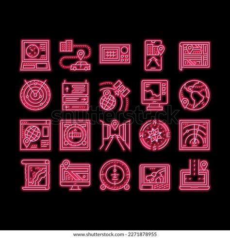 Map Location System Neon Light Sign Stock Vector Royalty Free
