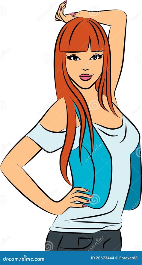 Menina Bonita Dos Desenhos Animados Ilustração do Vetor Ilustração de feminina azul