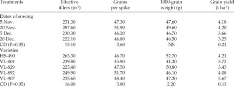 Yield Contributing Characters And Yield Of Wheat Download Table