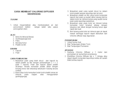 Cara Membuat Chlorine Diffuser Sederhana Pdf