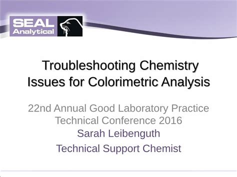 Pdf Troubleshooting Chemistry Issues For Colorimetric … · • Nitrate And Nitrite • Catalyst