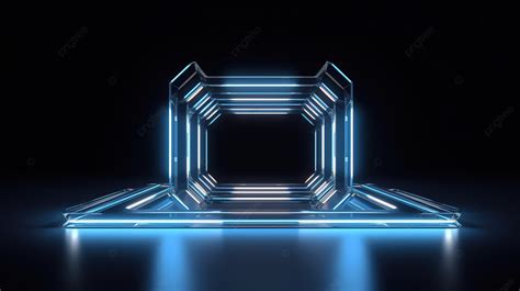 추상 프레임 3d 렌더링을 만드는 조명된 기하학적 객체 3d 배경 모형 유리 진열장 배경 일러스트 및 사진 무료 다운로드