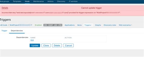 Incorrect Item Key Zabbix Monitoring Trigger Stack Overflow