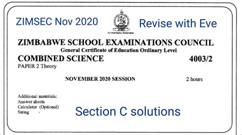 Zimsec November 2020 Combined Science Paper 2 Chemistry Section