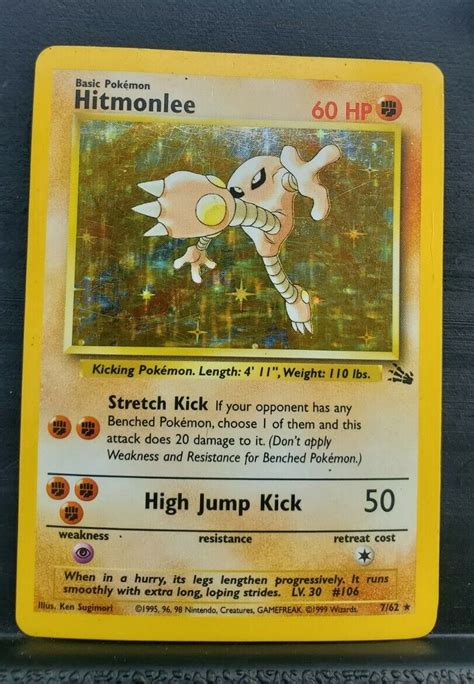 Hitmonlee 762 Fossil Holo Rare Pokemon Card Wotc Vintage For Sale