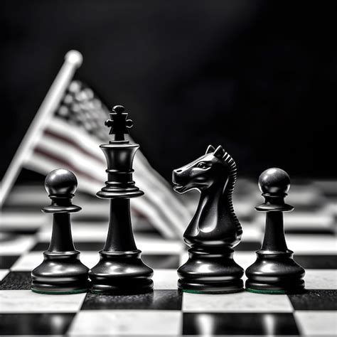 Premium Ai Image A Chess Game With A Flag And Chess Pieces On It