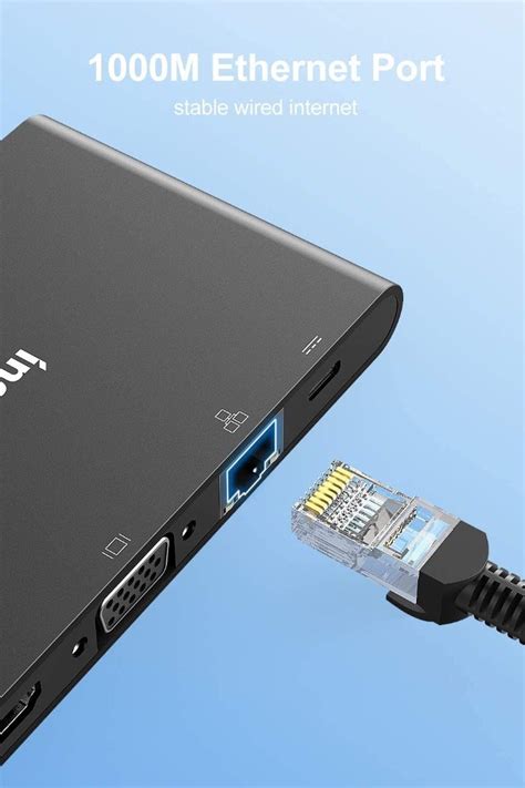 Inateck USB C Hub 9 Ports Type C Hub With Ethernet Port 4K HDMI And VGA Port 2 USB 3 0 Ports