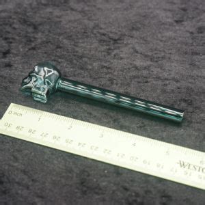 Teal Color Glass Oil Burner Pipe Skull Design 6 Inches • Ssmokeshop