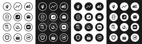 Set Financial Growth Mobile Stock Trading Sales Funnel With Chart Coal Mine Trolley Graph