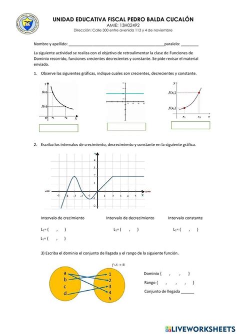 Función creciente, decreciente y constante worksheet | Matematicas ...
