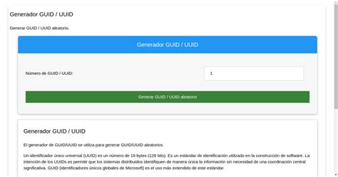 Generador Guid Uuid Generar Guid Uuid Aleatorios