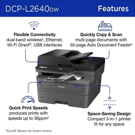 Brother Dcp L2640dw Wireless Laser Multifunction Printer Monochrome