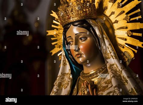 Una Estatua De La Virgen María Se Muestra En Una Iglesia Fotografía De