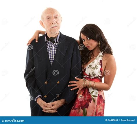 Elderly Man With Gold Digger Companion Or Wife Stock Image Image