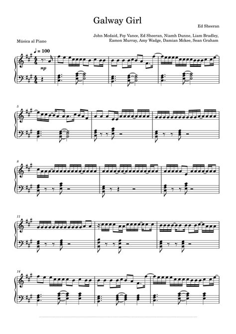 Galway Girl Arr Música Al Piano Sheet Music Ed Sheeran Piano Solo
