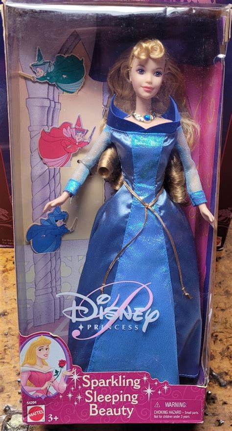 2001 Disney Princess Sparkling Sleeping Beauty Aurora Doll Mattel New