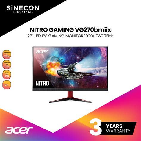 Acer Monitor Ips Fhd Hz Vg Bmiix Warranty Year Sinecon