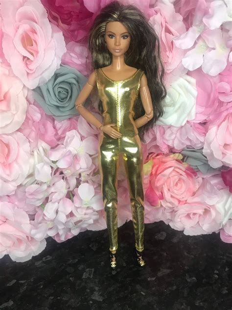 Christmas Gold Shiny Dolls All In One Suit Dolls Full Outfit Dolls