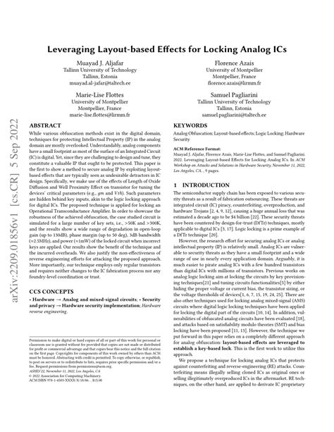 Pdf Leveraging Layout Based Effects For Locking Analog Ics