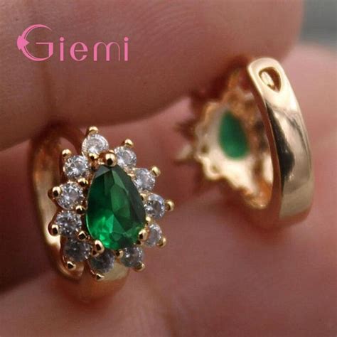 Groen Waterdrop Cz Zirkoon Earring Gold Filled Cir Grandado