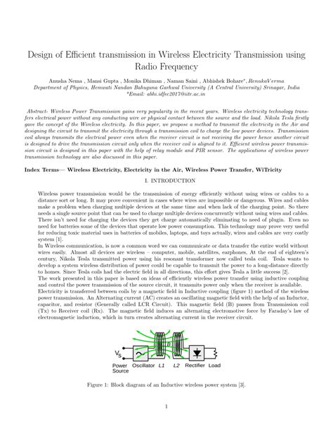 pdf design of efficient transmission in wireless electricity