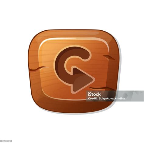 Refresh Wooden Button In Cartoon Style An Asset For A Gui In A Mobile