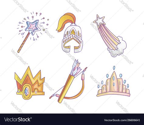 Magical Cute Princess Icon Set Collection Vector Image