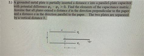 Solved 2 A Grounded Metal Plate Is Partially Inserted A