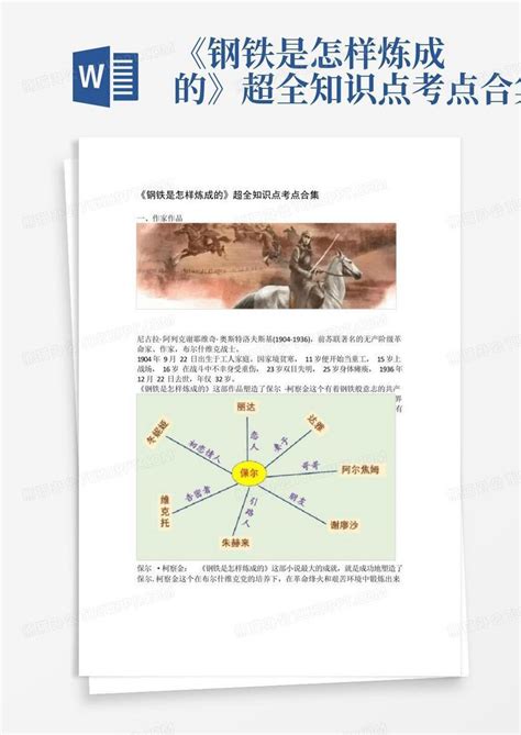 《钢铁是怎样炼成的》超全知识点考点合集word模板下载 编号qozrgmdw 熊猫办公