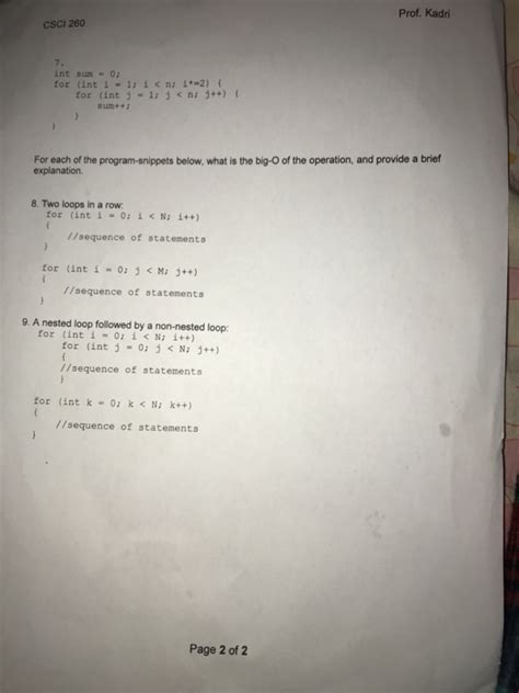 Solved Prof Kadri Csci Ippet S Below What Is The Big O Chegg