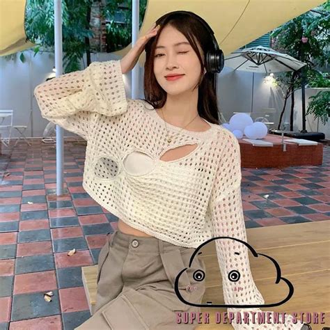 Super เสื้อยืดคอกลม แขนยาว ผ้าถัก ทรงหลวม แฟชั่นสําหรับผู้หญิง